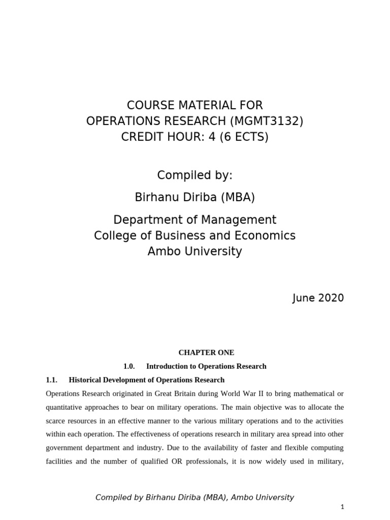 Operation Research Lecture Note | PDF | Mathematical Optimization ...