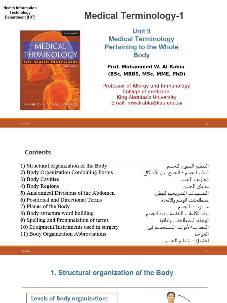 Medical Terminology-Whole Body Lecture 2 - Modified | PDF | Human Body ...