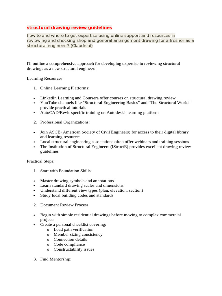 Structural Drawing Review Guide for Engineers | PDF