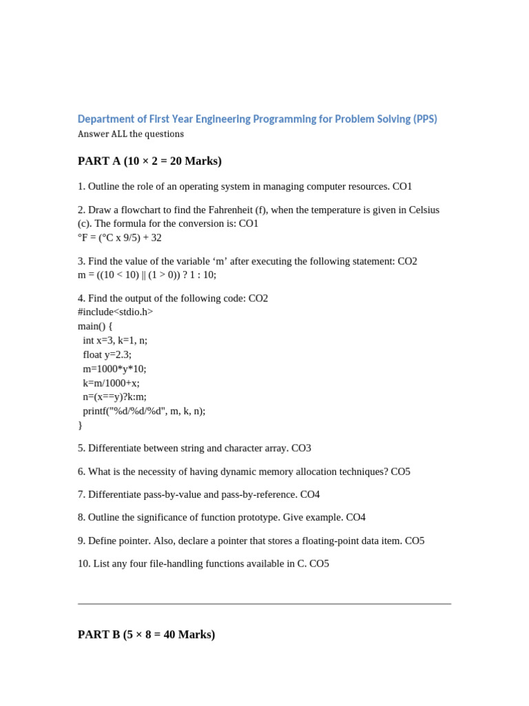 Pps Imp Questions Part2 | PDF