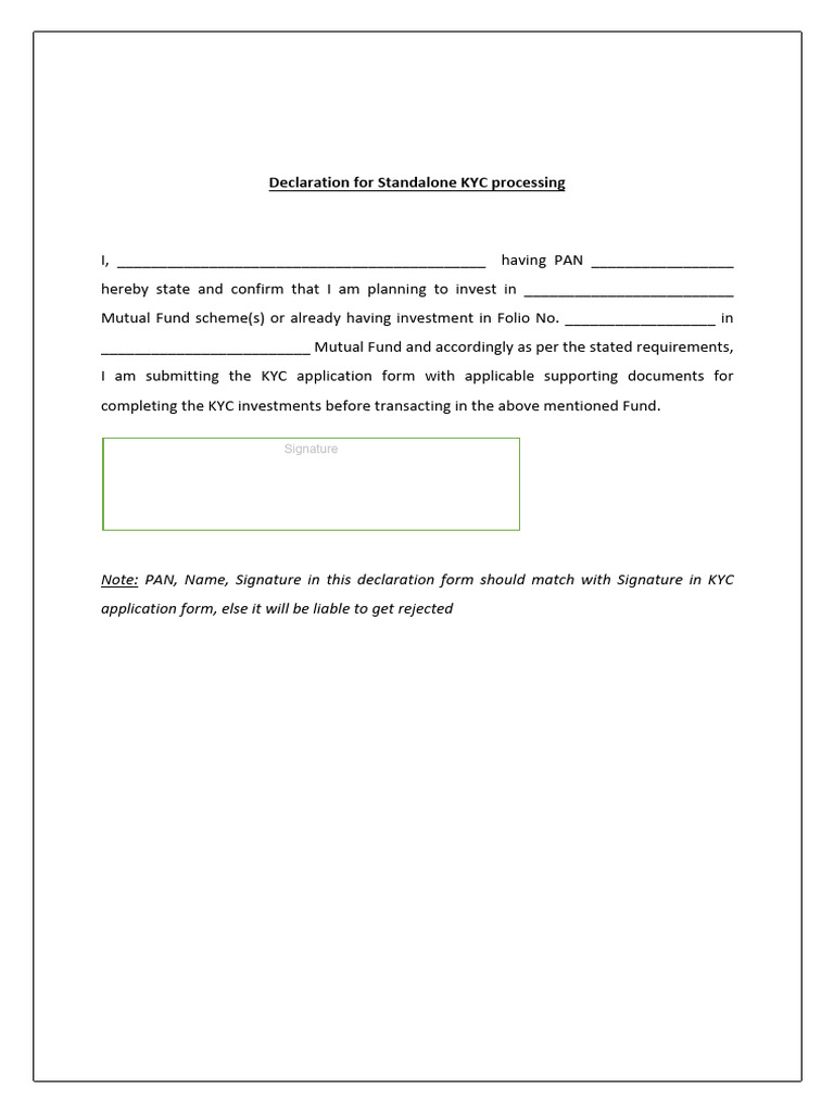 Cams Kyc Declaration | PDF