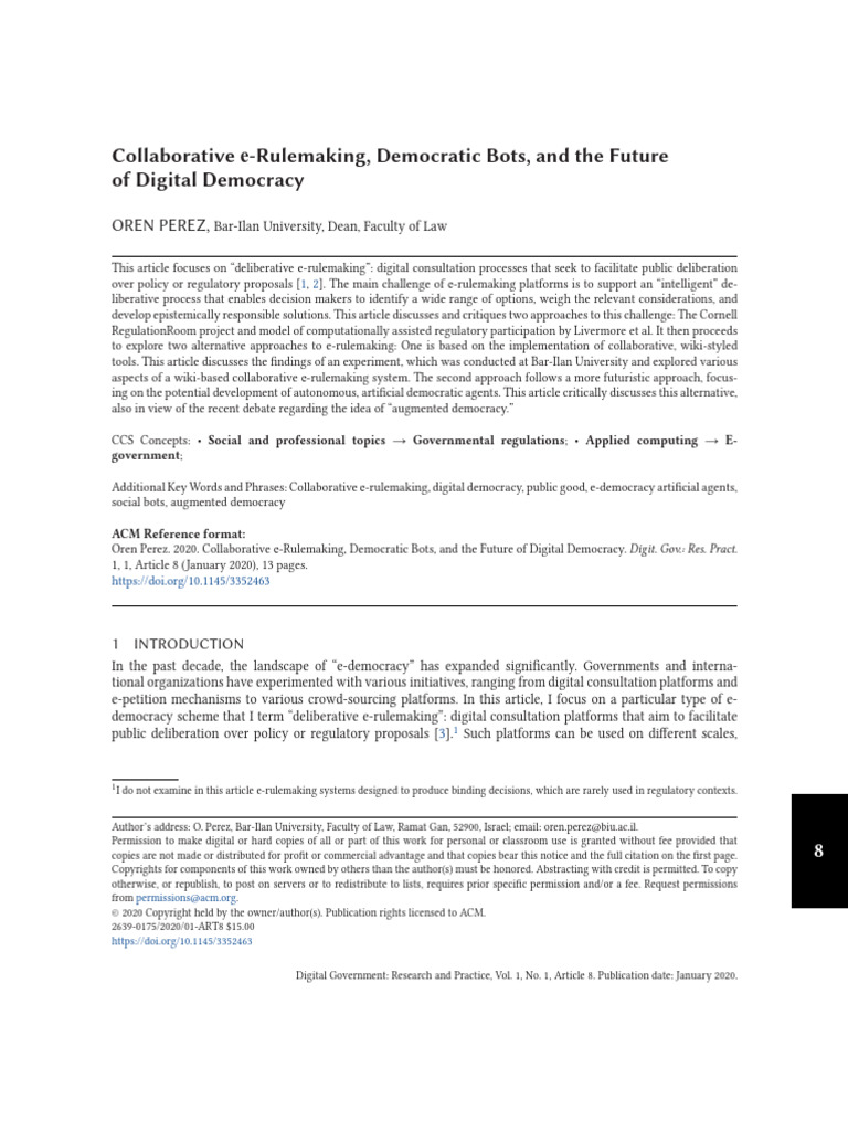 Collaborative - Rulemaking, Democratic Bots, and The Future of Digital ...