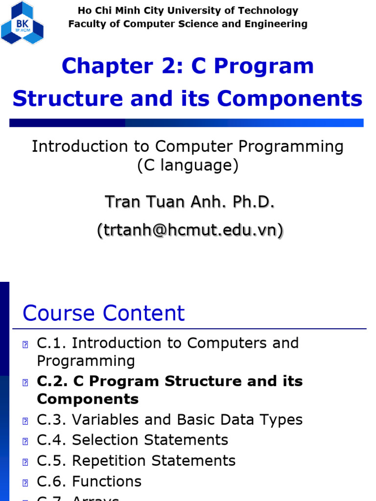 CO1003_Chapter 2_C Program Structure and its Components | PDF | C (Programming Language ...