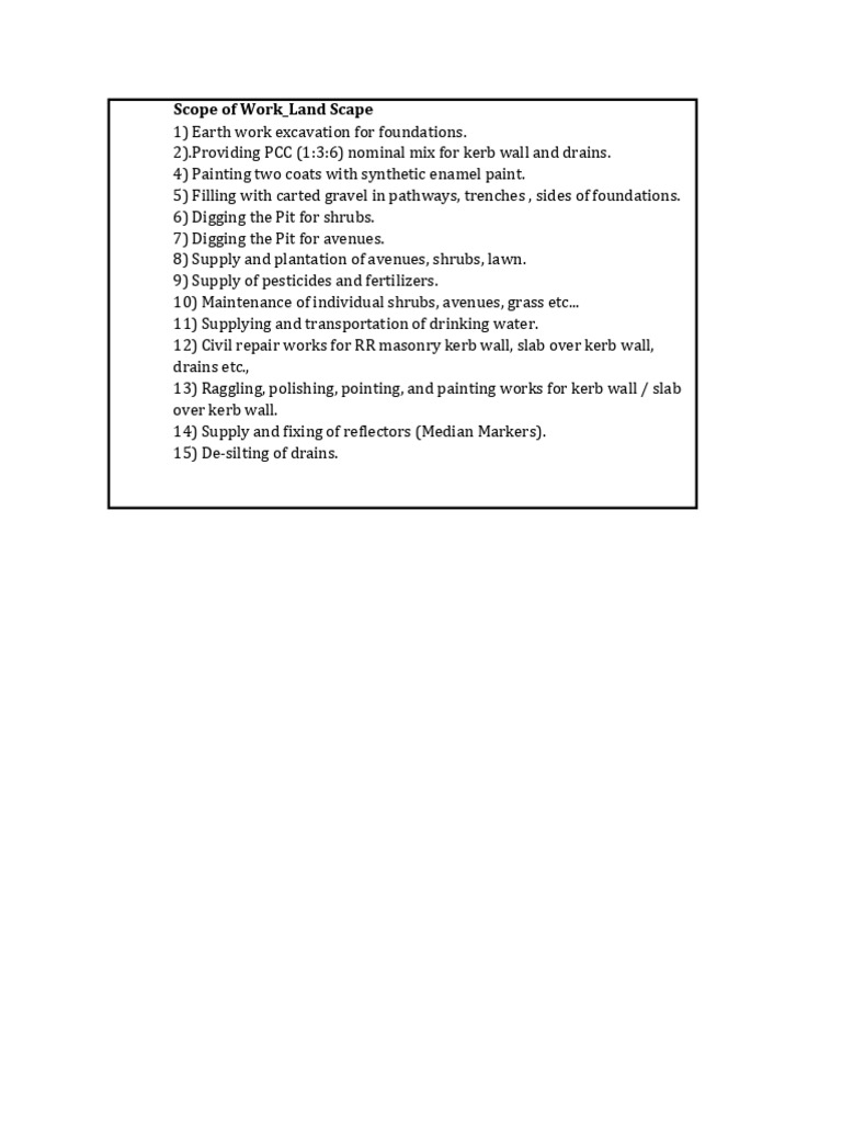 Scope of Work - Land Scape | PDF
