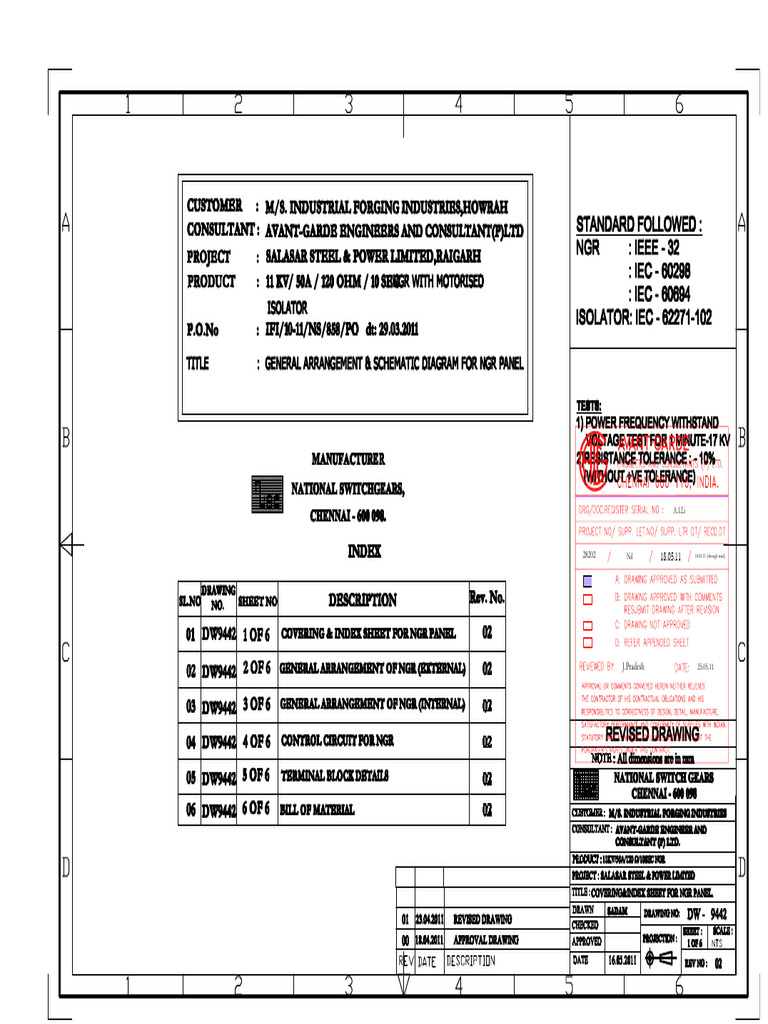 132 KV NGR Panel National R2 AGEC Approved | PDF | Electrical ...