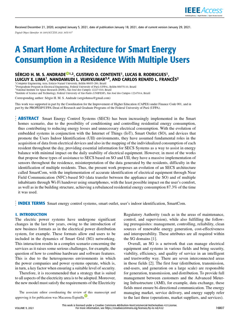 A Smart Home Architecture For Smart Energy Consumption in A Residence ...