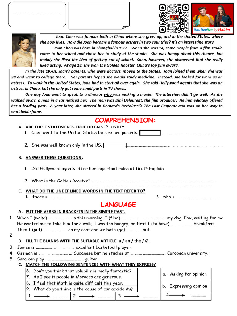 1st Year Quiz Reading Comprehension 2023 Repare | PDF