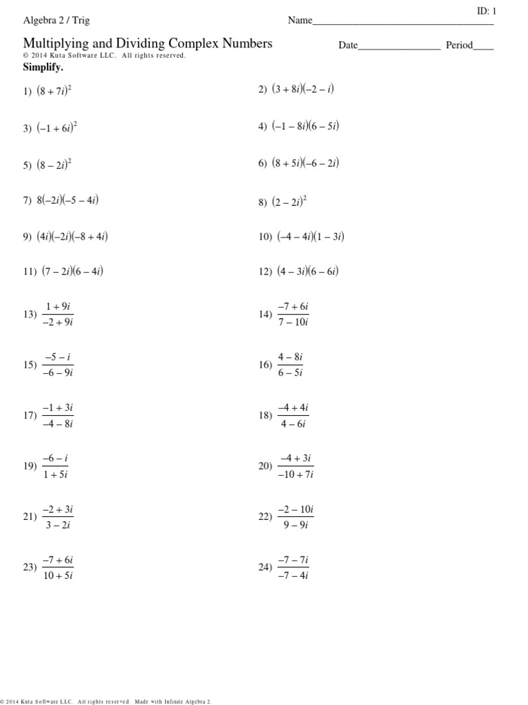 Multiplying and Dividing Complex Numbers - 1 | PDF