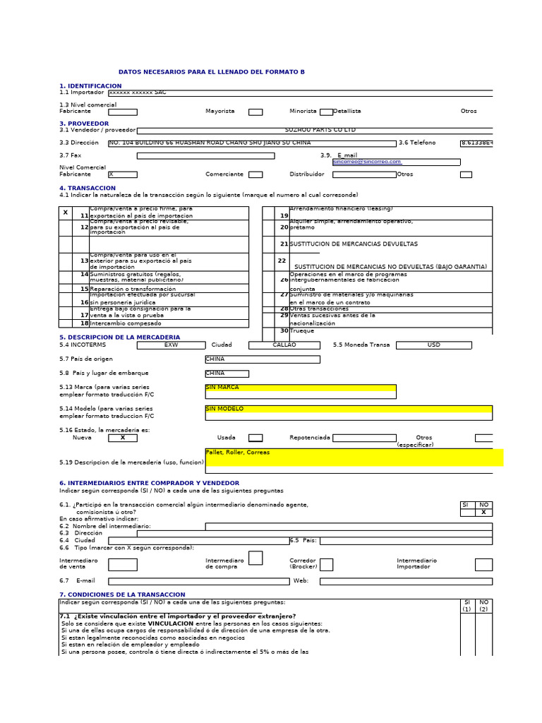 DAM Formato B - Ejemplo | PDF | Precios | Pago de regalías