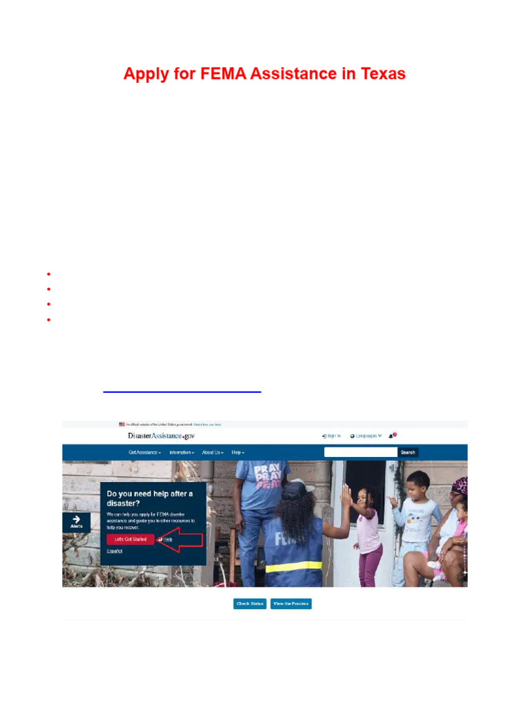 Apply for FEMA Assistance in Texas Method | PDF