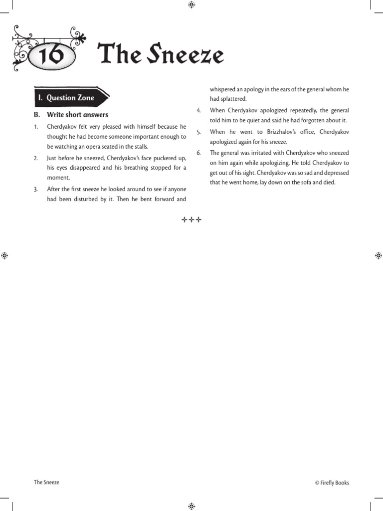 The Sneeze: I. Question Zone | PDF