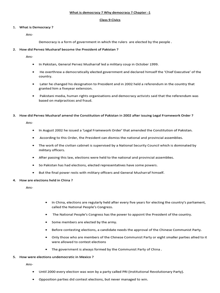 Understanding Democracy: Key Concepts | PDF