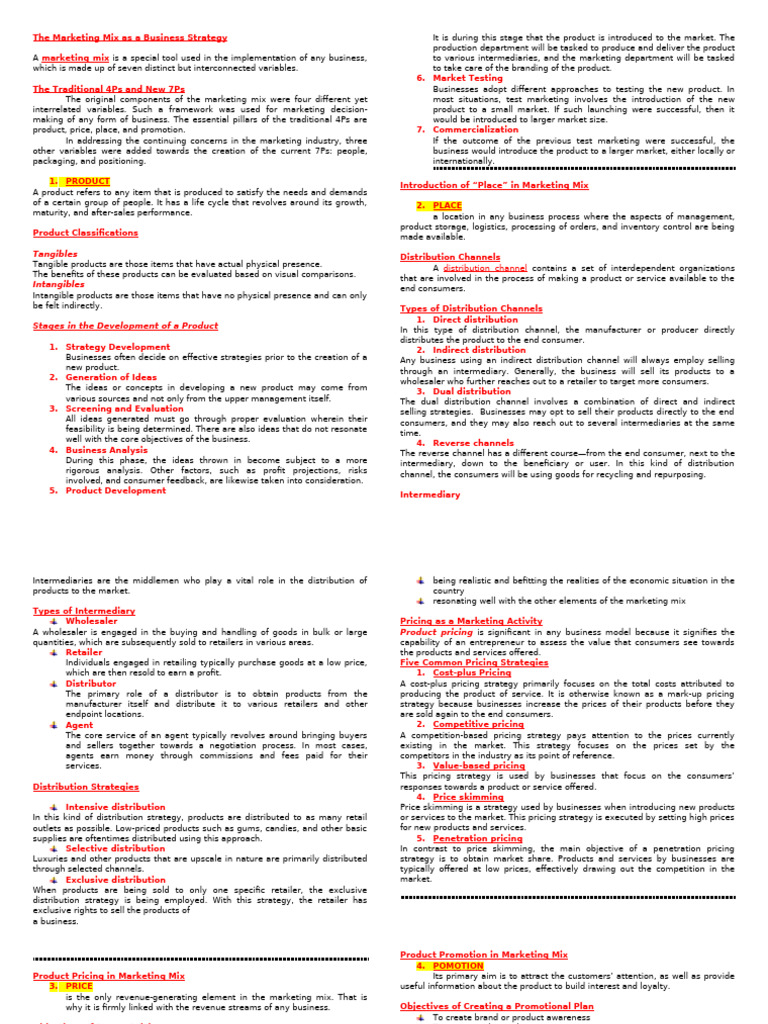 ENTREP The Marketing Mix As A Business Strategy | PDF | Marketing | Pricing