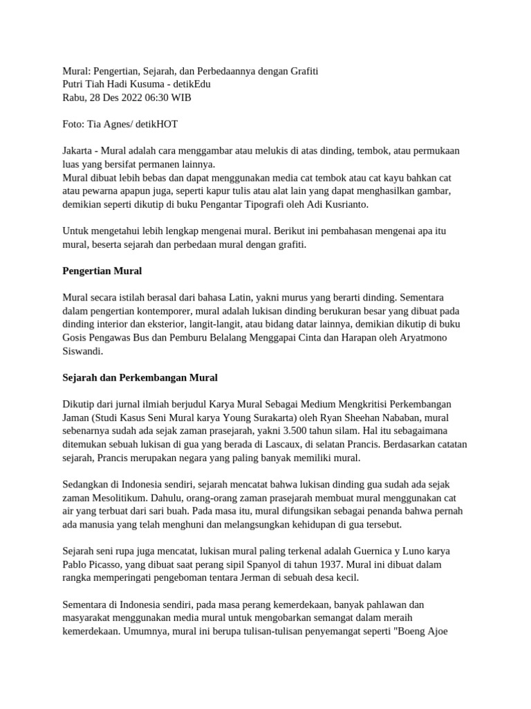 Mural Pengertian Dan Contoh | PDF
