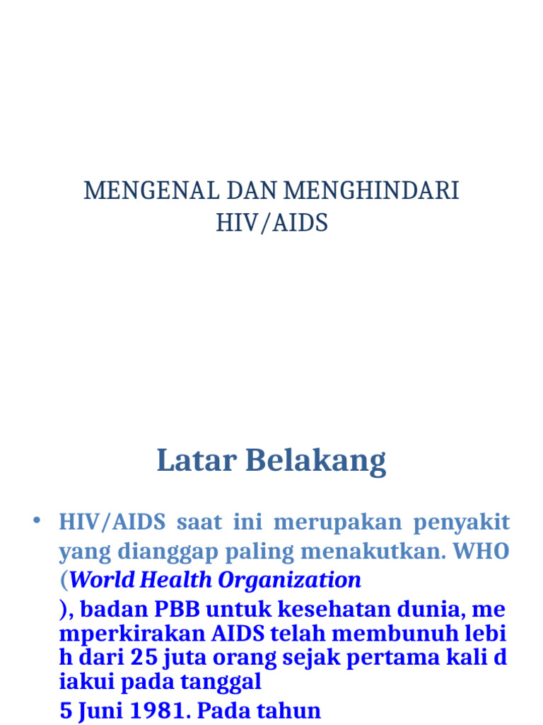 Mengenal Dan Menghindari HIV | PDF