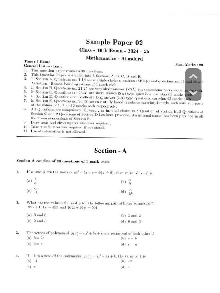 Sample Paper 2 | PDF