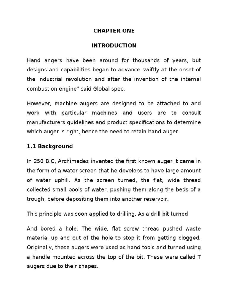 Construction of Hand Auger Work | PDF | Soil | Drill