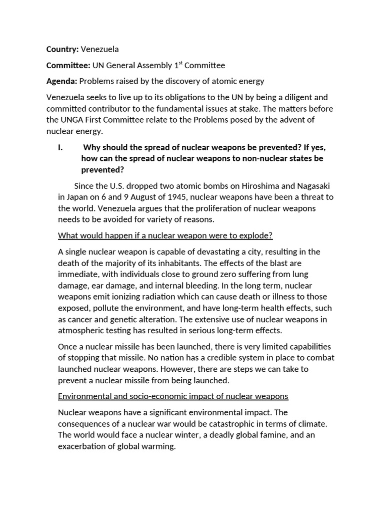 Position paper | PDF | Nuclear Weapons | Nuclear Proliferation