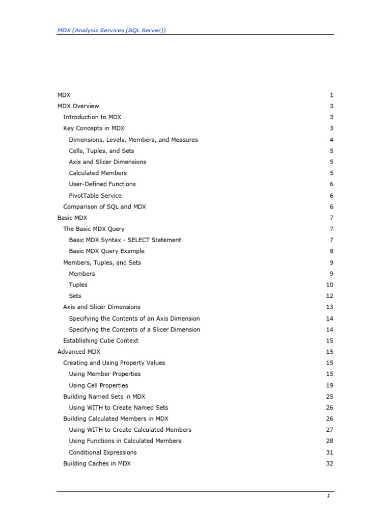 MDX (From SQL Server Books Online) | PDF | Sql | Databases