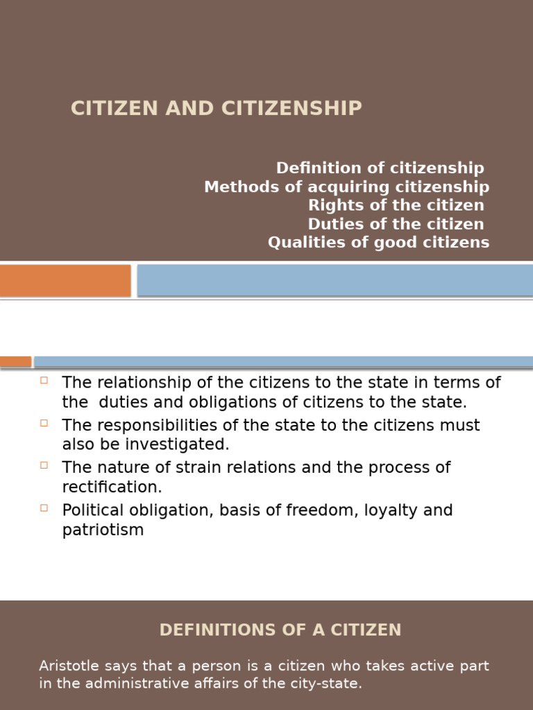 Citizen and Citizenship | PDF | Naturalization | Citizenship
