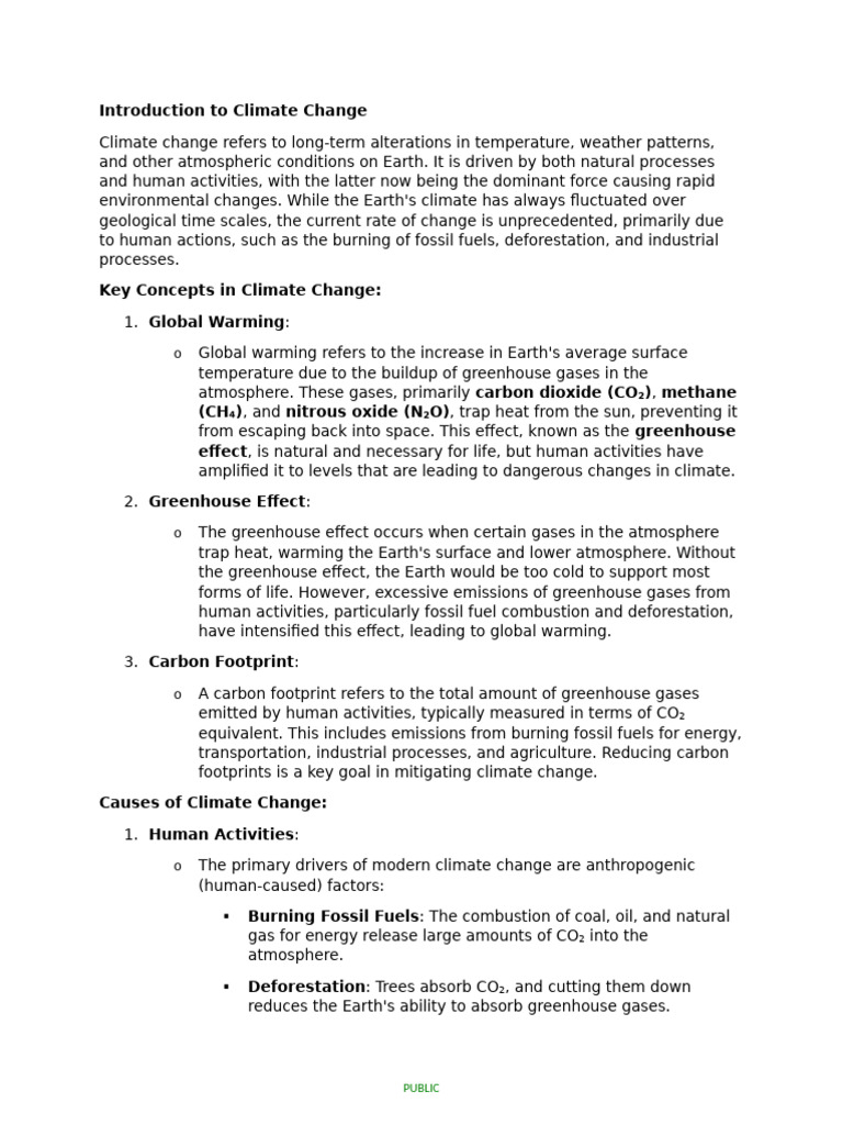 Introduction To Climate Change | PDF | Climate Change | Climate Change ...