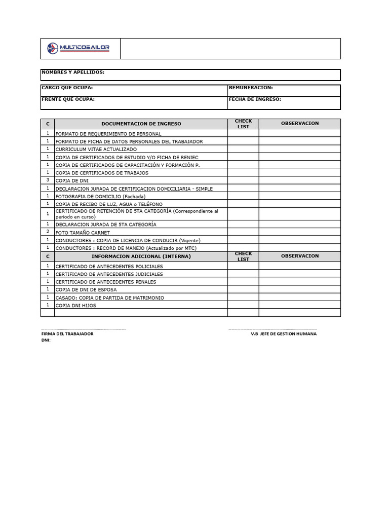 5.check List de Documentacion Gehu-Sce-Fr-24 | PDF
