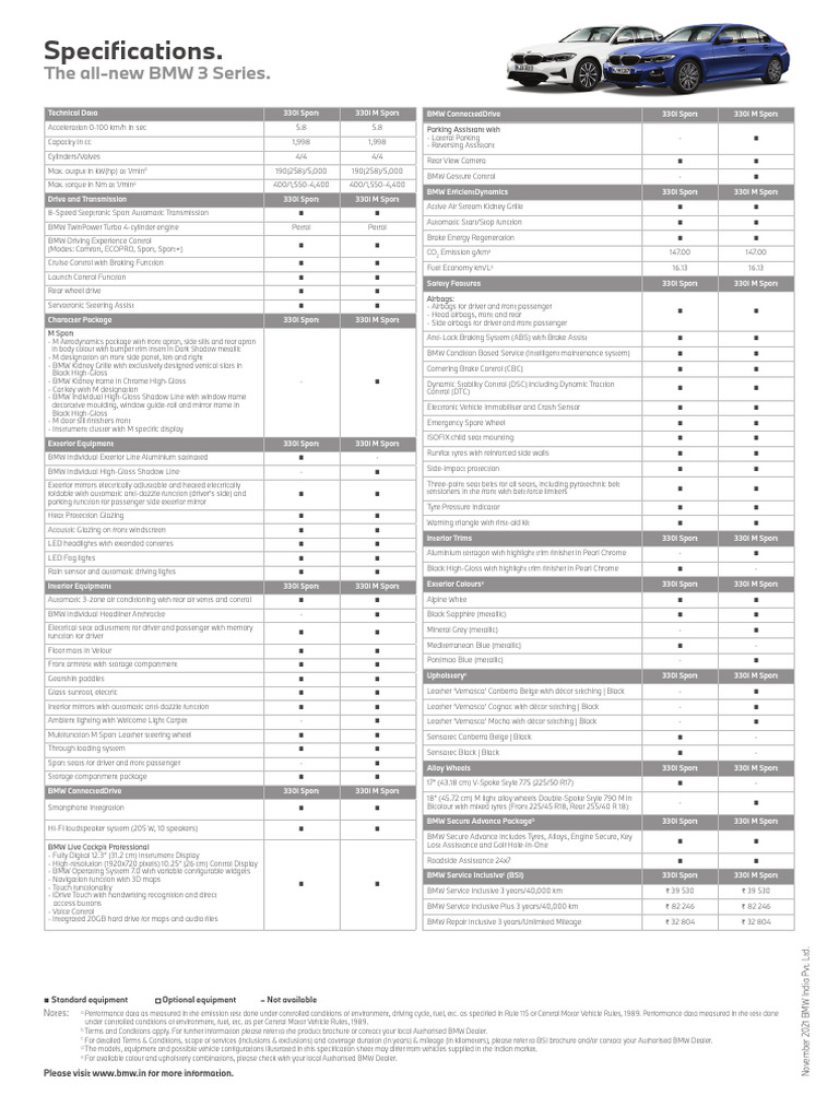 BMW NSC Specsheet AllVariants Nov21 3 Series Petrol A4.PDF - Asset ...