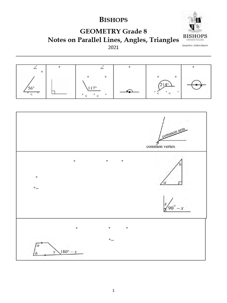 G8BOOKLET GeometryLinesAnglesTrianglesRevised SMCP 2021 | PDF | Angle ...