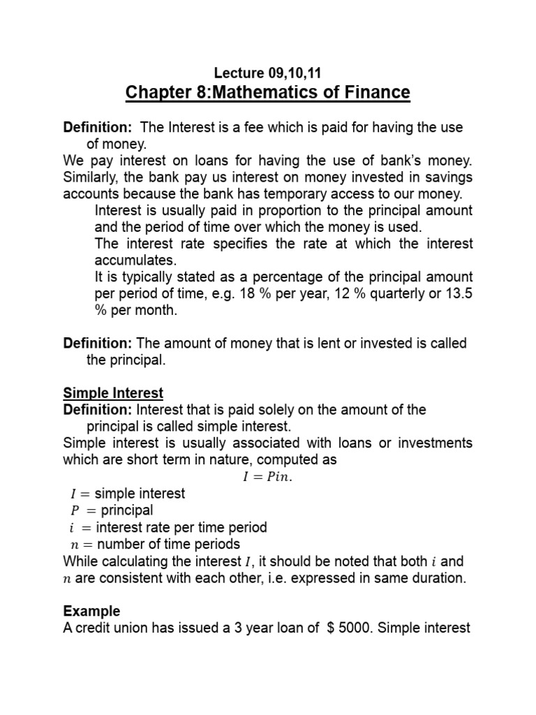 7) Mathematics of Finance | PDF | Interest | Compound Interest