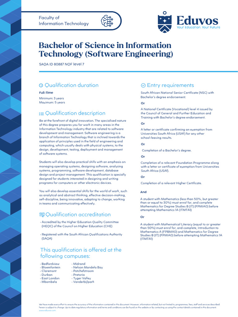 Bachelor of Science in Information Technology (Software Engineering) (FT) | PDF | Computer ...