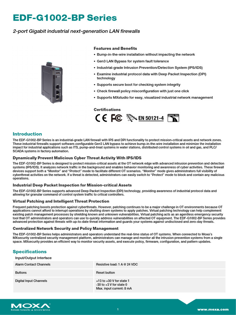 edf-g1002-bp-series-datasheet-v1.2 | PDF | Computer Network | Denial Of Service Attack
