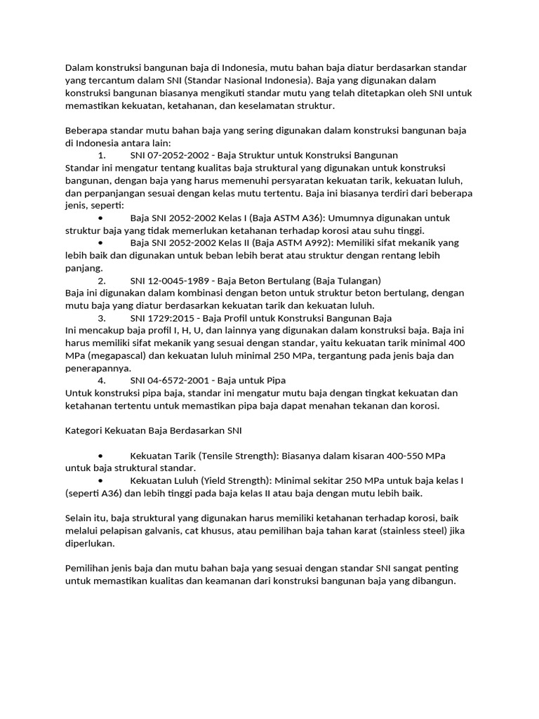 Mutu Bahan Baja Standar SNI | PDF