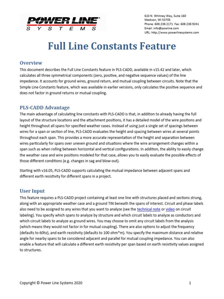PLS Full Line Constants | PDF | Matrix (Mathematics) | Electrical Impedance