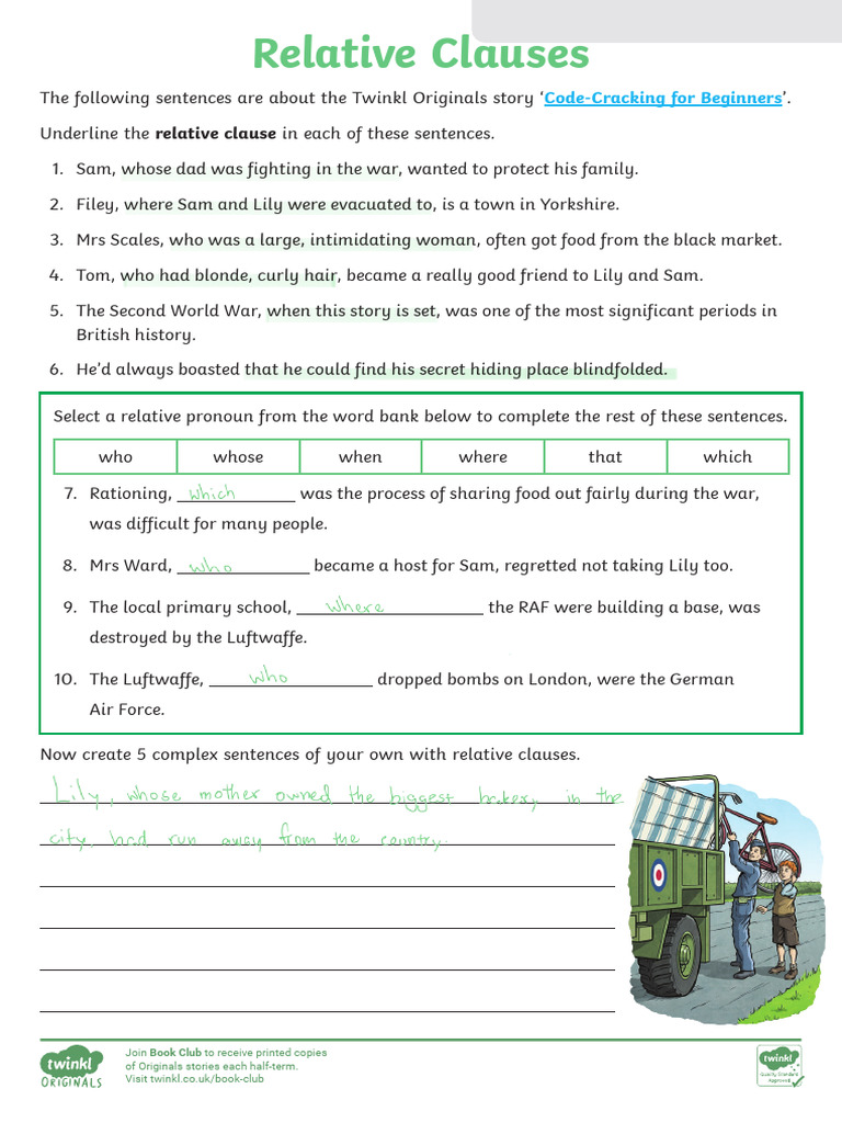Toddle-Relative Clauses - Worksheet | PDF | Language Mechanics | Syntax
