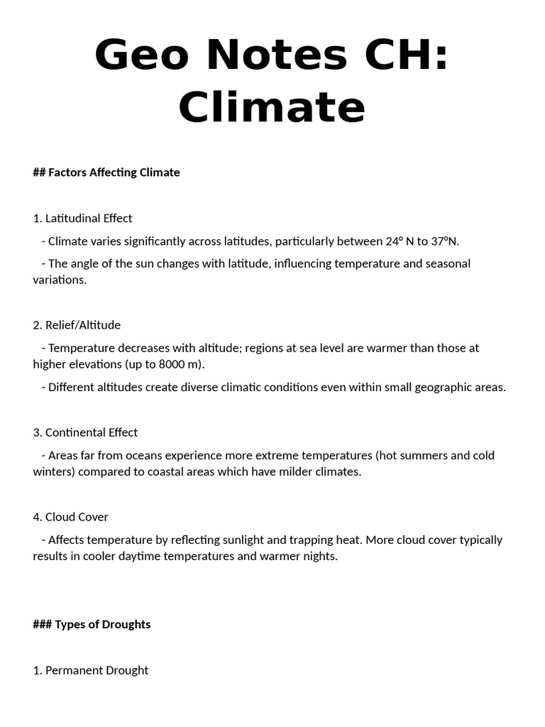 Geo Notes Climate | PDF | Flood | Precipitation