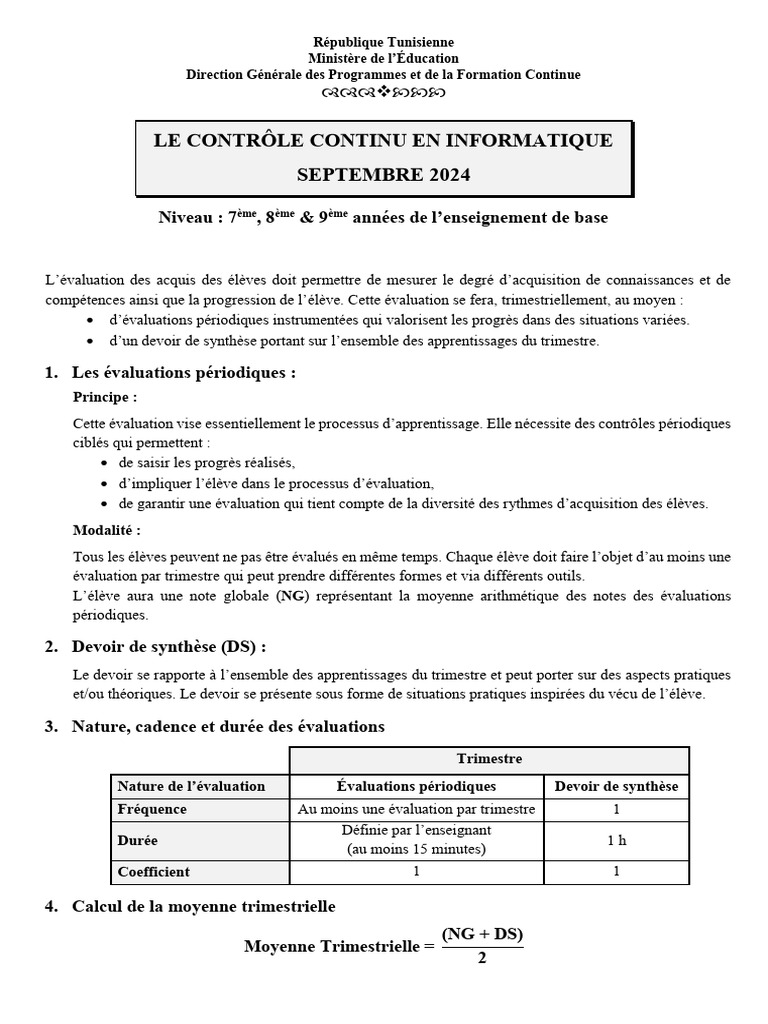 Contrôle Continu en Informatique 2024 | PDF | Apprentissage | Enseignants