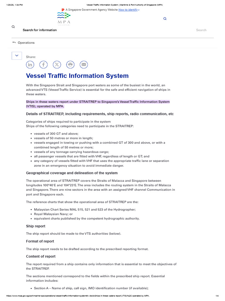 Vessel Traffic Information System Maritime Port Authority of Singapore ...