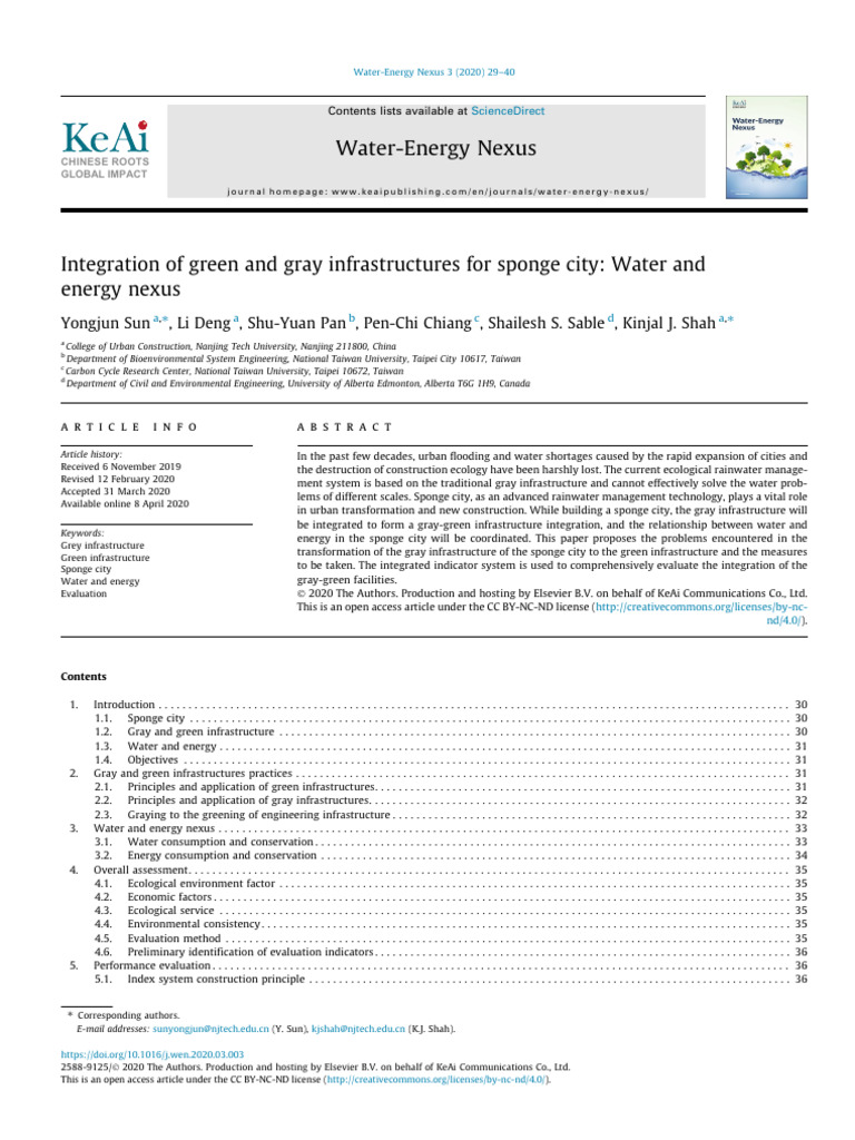 Integration of Green and Gray Infrastructures For Sponge C - 2020 ...