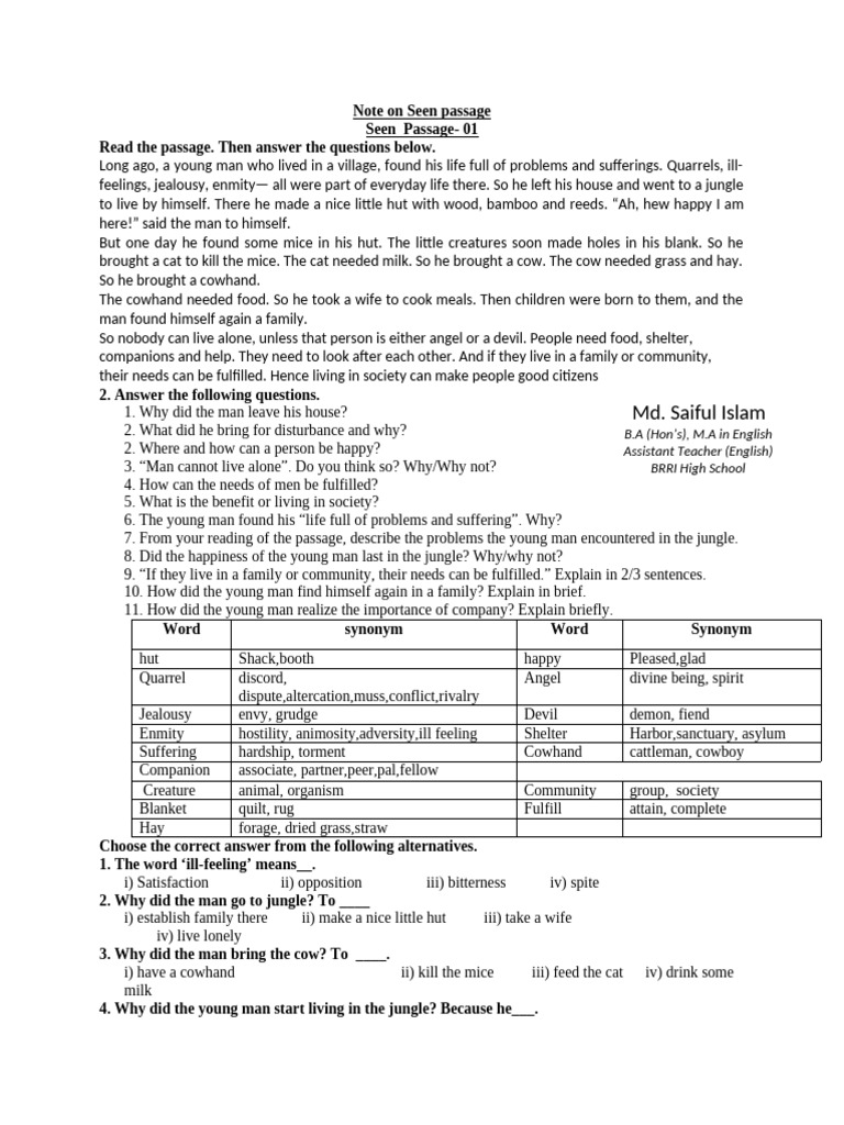 Seen Passage-Unit 1 | PDF | Citizenship | Rights