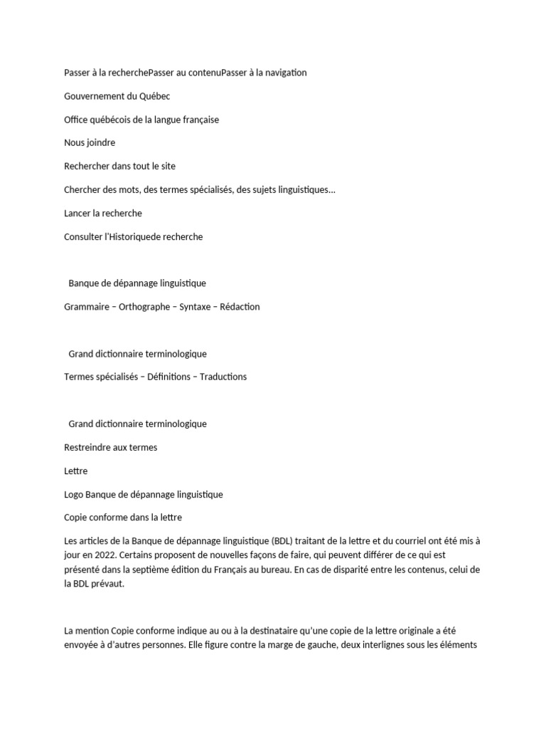 Guide sur la Copie Conforme en Lettre | PDF | Langue française ...