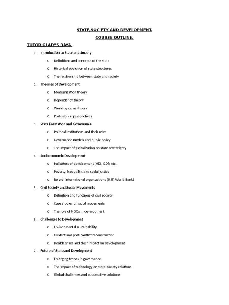 State, Society, and Development Overview | PDF