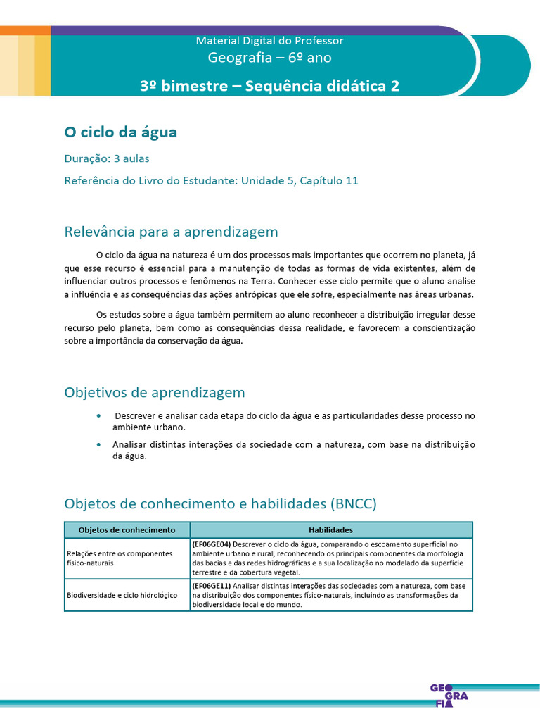 Ciclo da Água para Alunos do 6º Ano | PDF | Água | Ciclo da água