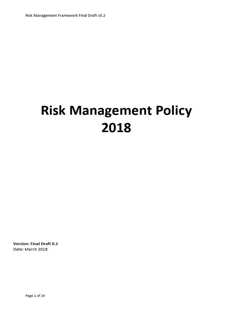 Risk Managment Policy 2018 - RM Framework | PDF | Cost Of Living | Risk