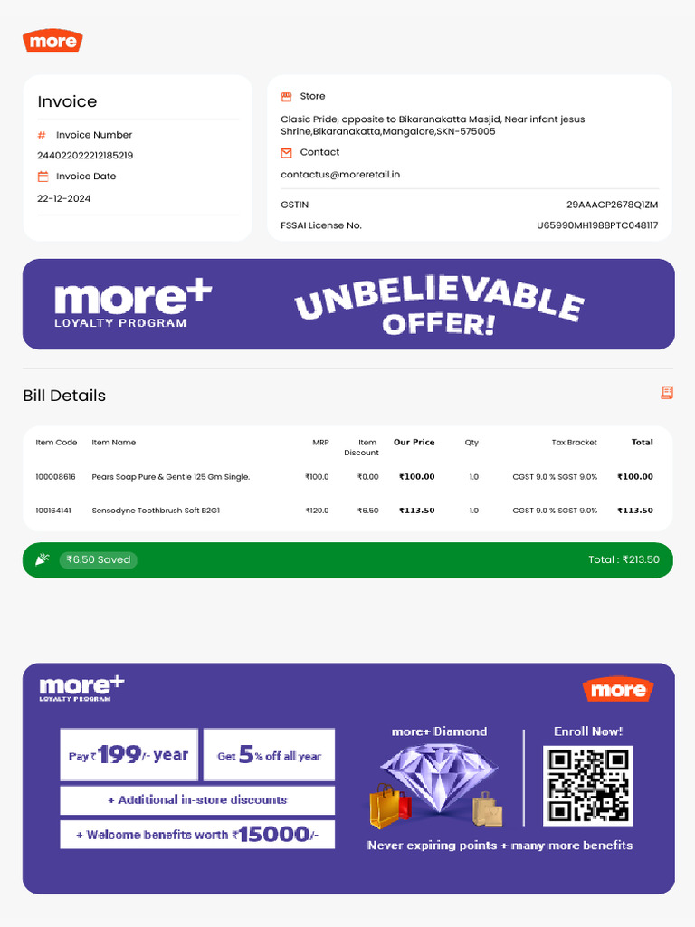 Invoice: 6.50 Saved Total: 213.50 | PDF | Taxation | Government Finances