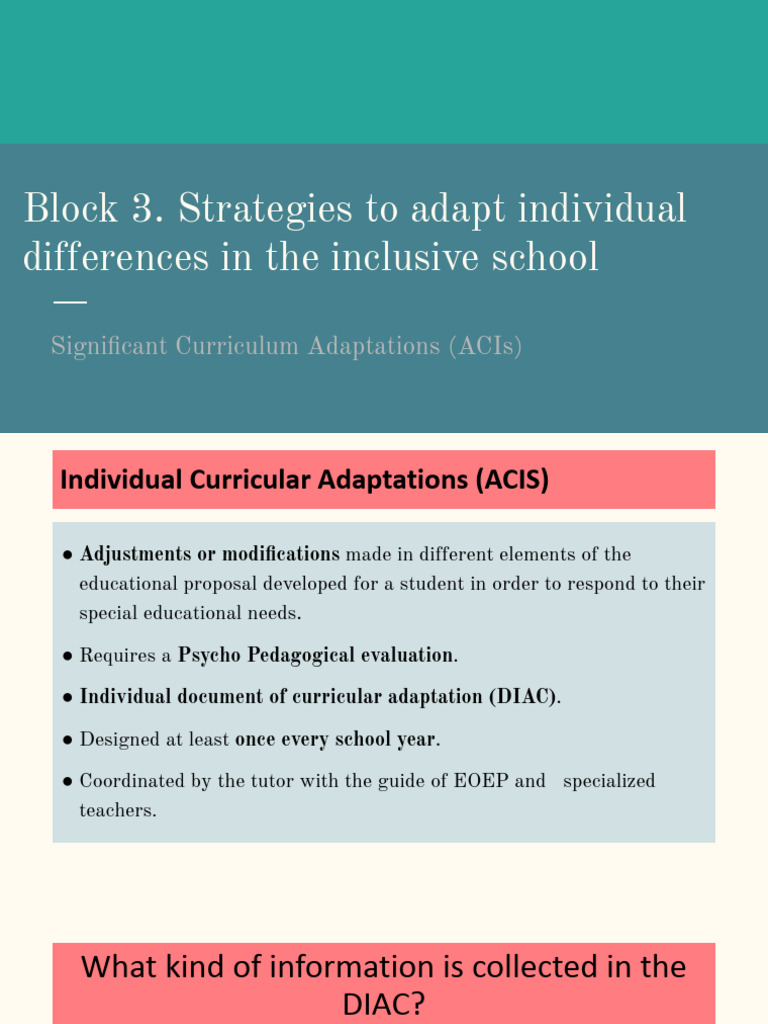 Block 3. Significant Curriculum Adaptations (ACIs) | PDF | Learning ...