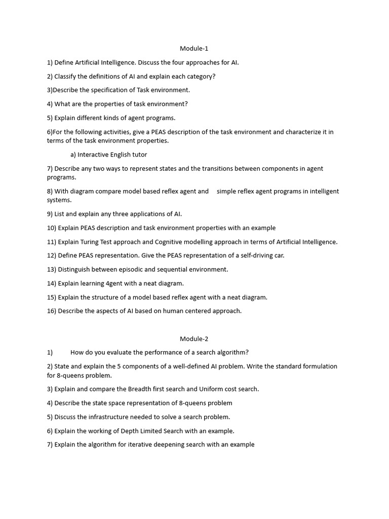 Questions Mod1 and Mod2 AI | PDF