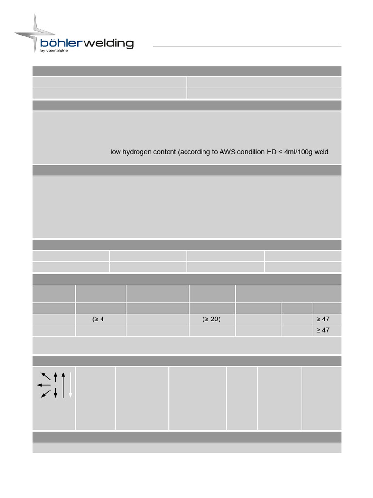 BÖHLER FOX 7018 Electrode Specifications | PDF | Welding | Construction