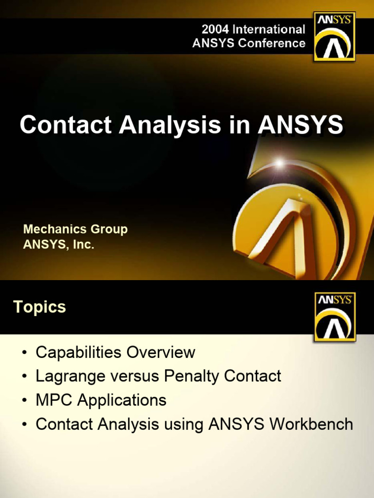 Ansys Contact Analysis Overview | PDF | Stress (Mechanics) | Nonlinear ...