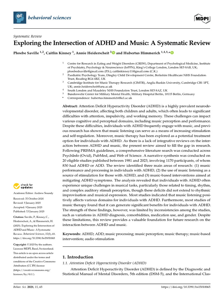 Música - Exploring the Intersection of ADHD and Music | PDF | Attention ...