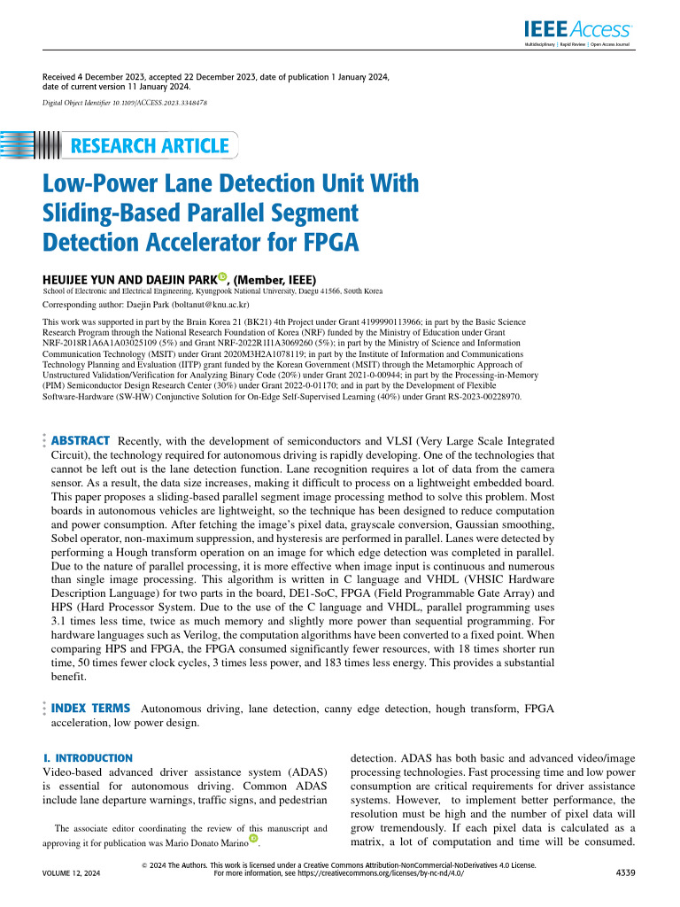 Low-Power FPGA Lane Detection System | PDF | Deep Learning | Parallel ...